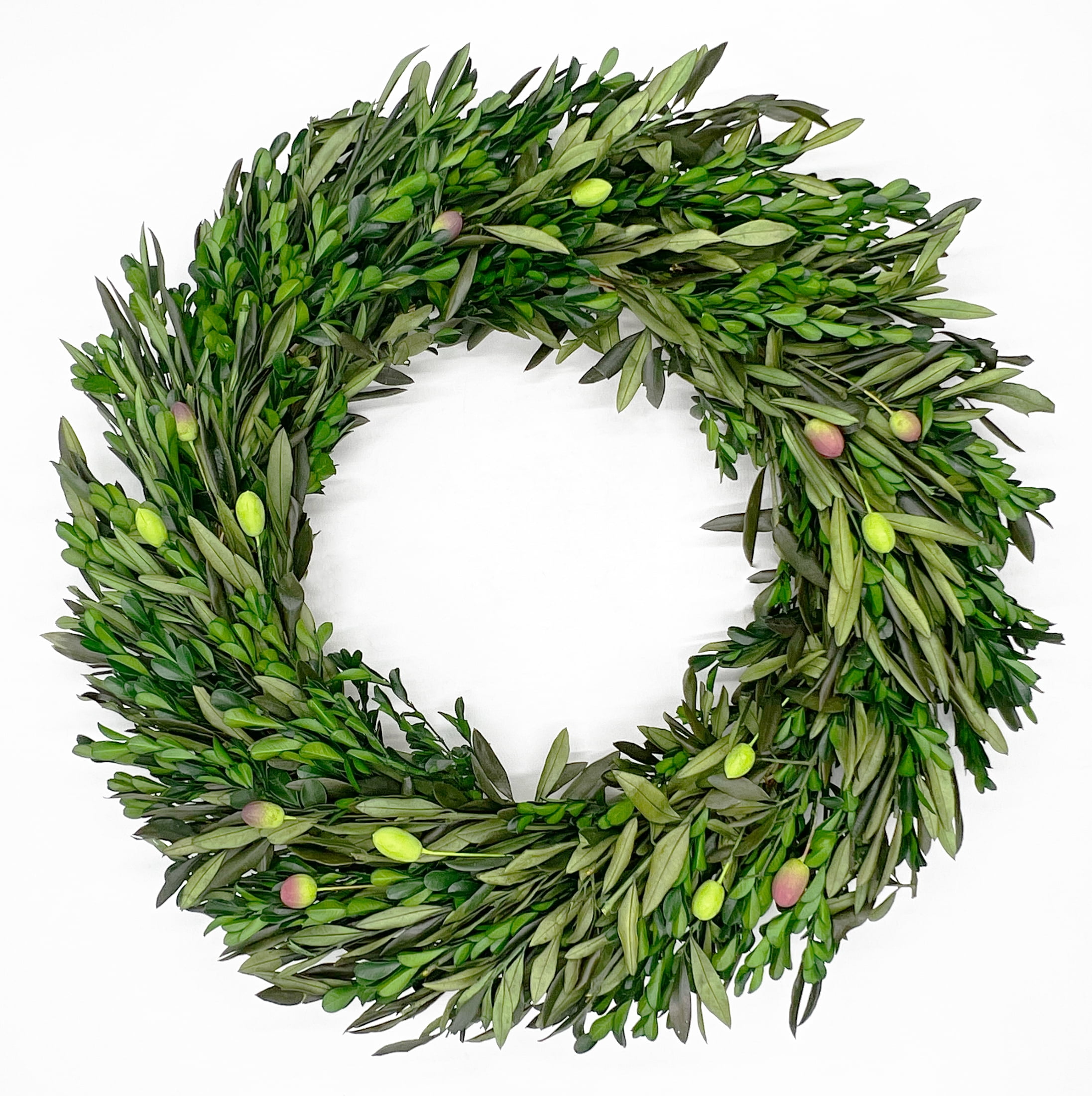 Boxwood Olive Leaf Preserved Decorative Wreath - Walmart.com