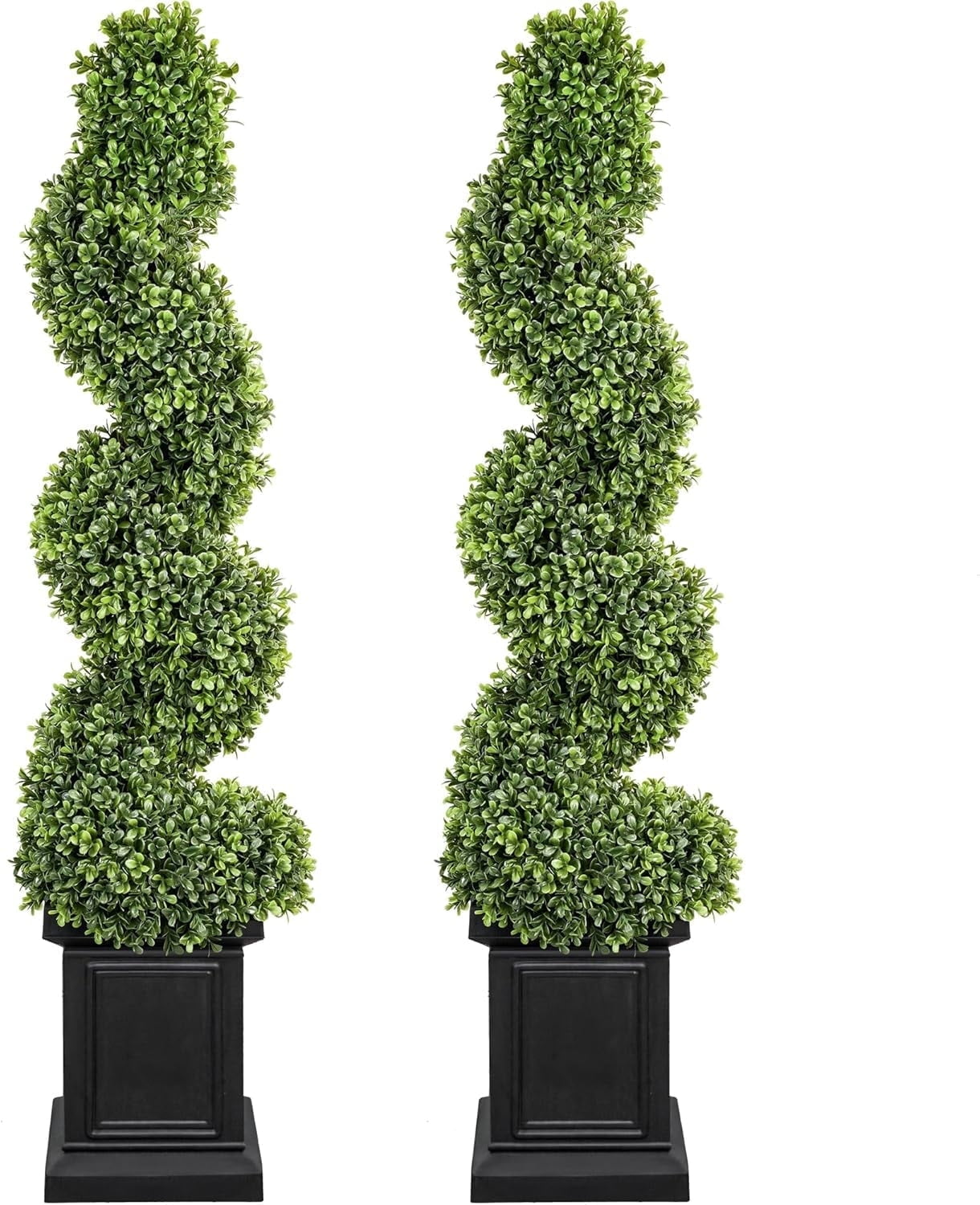 Boxwood Outdoor Topiary Set of 2, 3.5ft Tall Porch Trees, All-Year ...