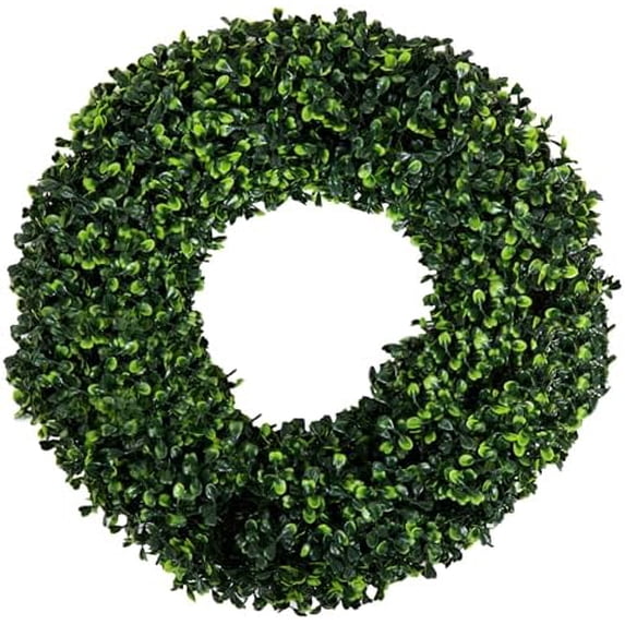 Boxwood Wreath - 16.5-Inch Round UV Resistant Artificial Spring, Summer ...
