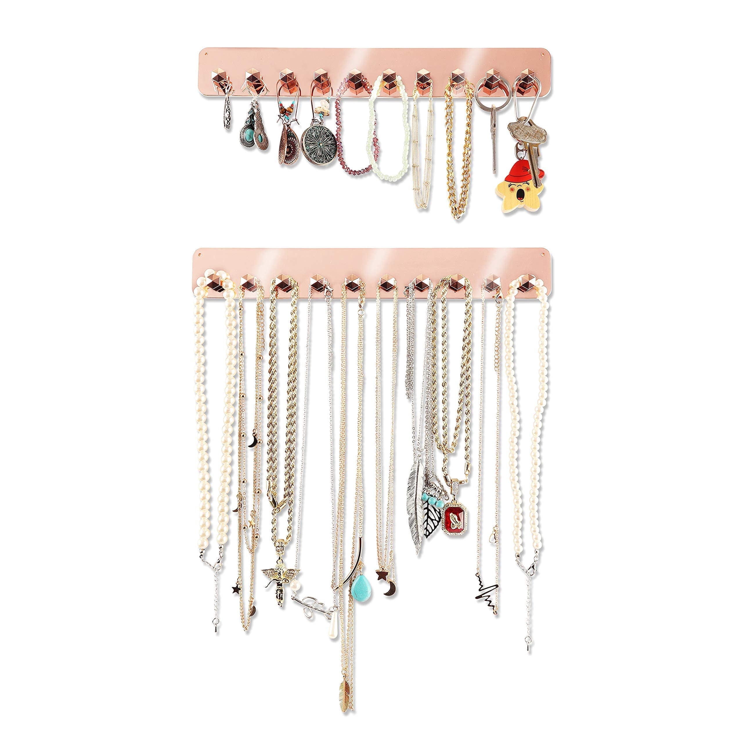 Boxy Concepts 10 Hook Rectangular Jewelry Organizer, Plastic, 10.5" x 1 ...
