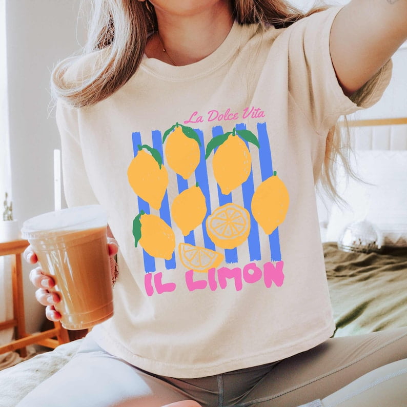 Boxy Tee Preppy Lemon Tshirt Comfort Colors Italian Summer Fruit T ...