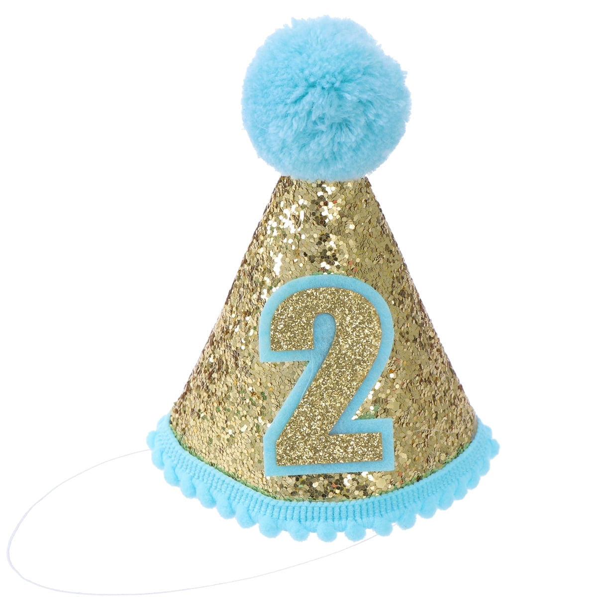 Boy 2nd Birthday Cone Hat, Glitter Sparkle Adjustable Headband Cone Hat ...