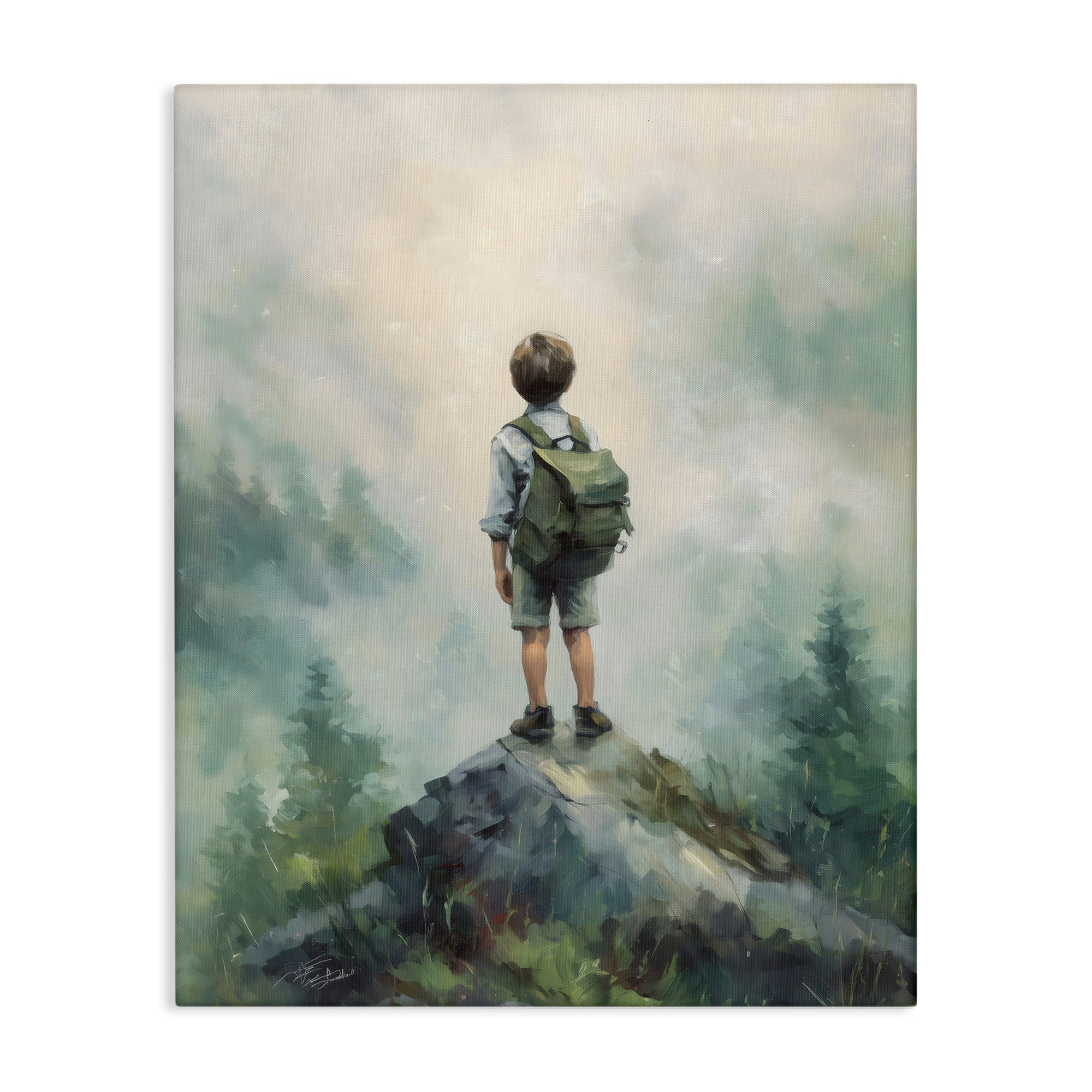 Boy Adventurer Atop Mountain Canvas Wall Art, design by Arlington ...