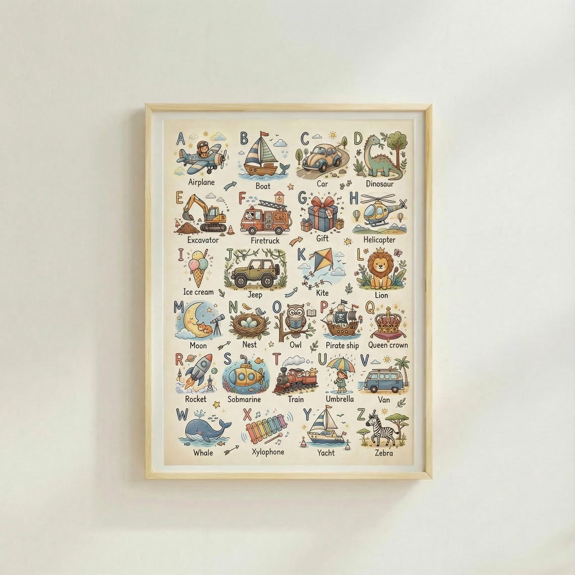 Boy Alphabet Nursery Wall Art Print, Unframed Paper Poster 16x20in ...