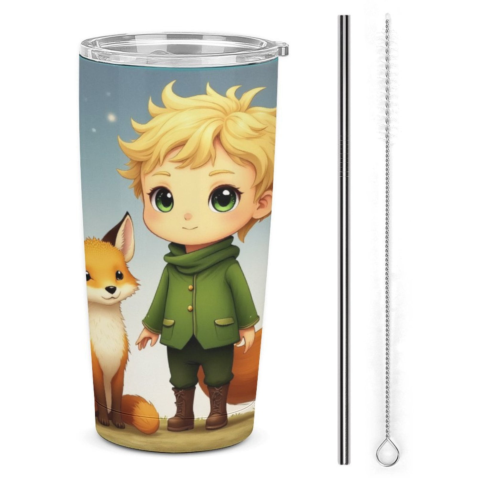 Boy And Fox Friendship Tumbler Print 20oz Stainless Steel Coffee Cup ...