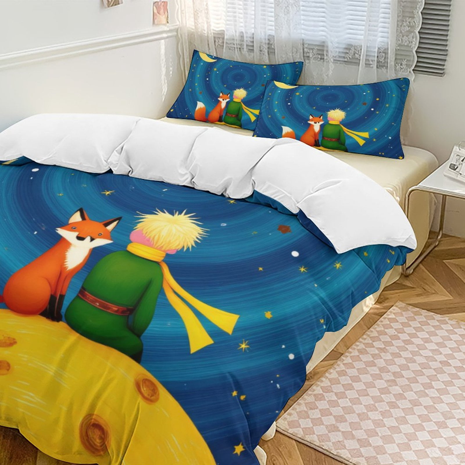 Boy And Fox Under Stars 3D Duvet Cover Set Quilt Cover Theme of Kid Boy ...