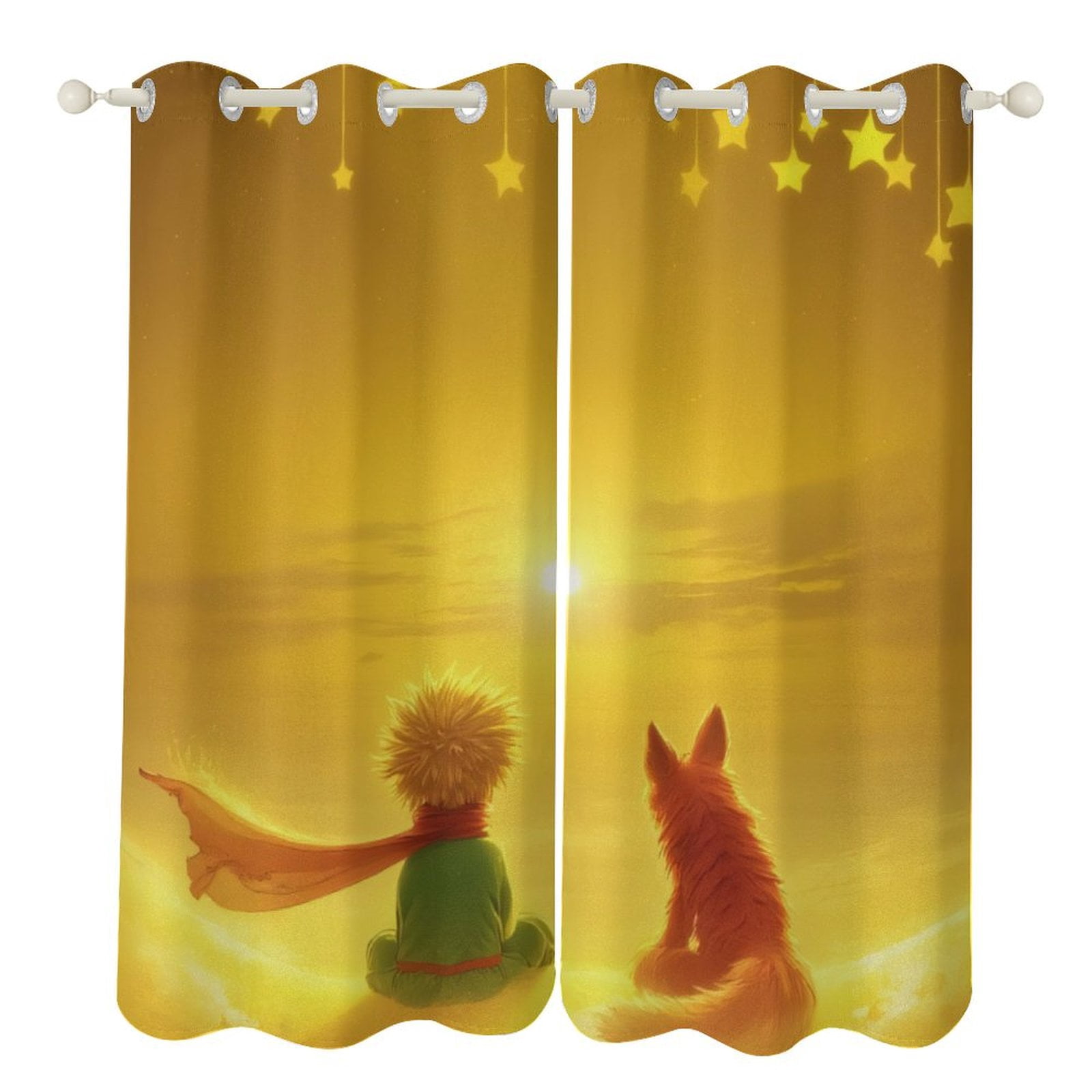 Boy And Fox Watching Sunset Luxury Window Curtains Blinds for Living ...