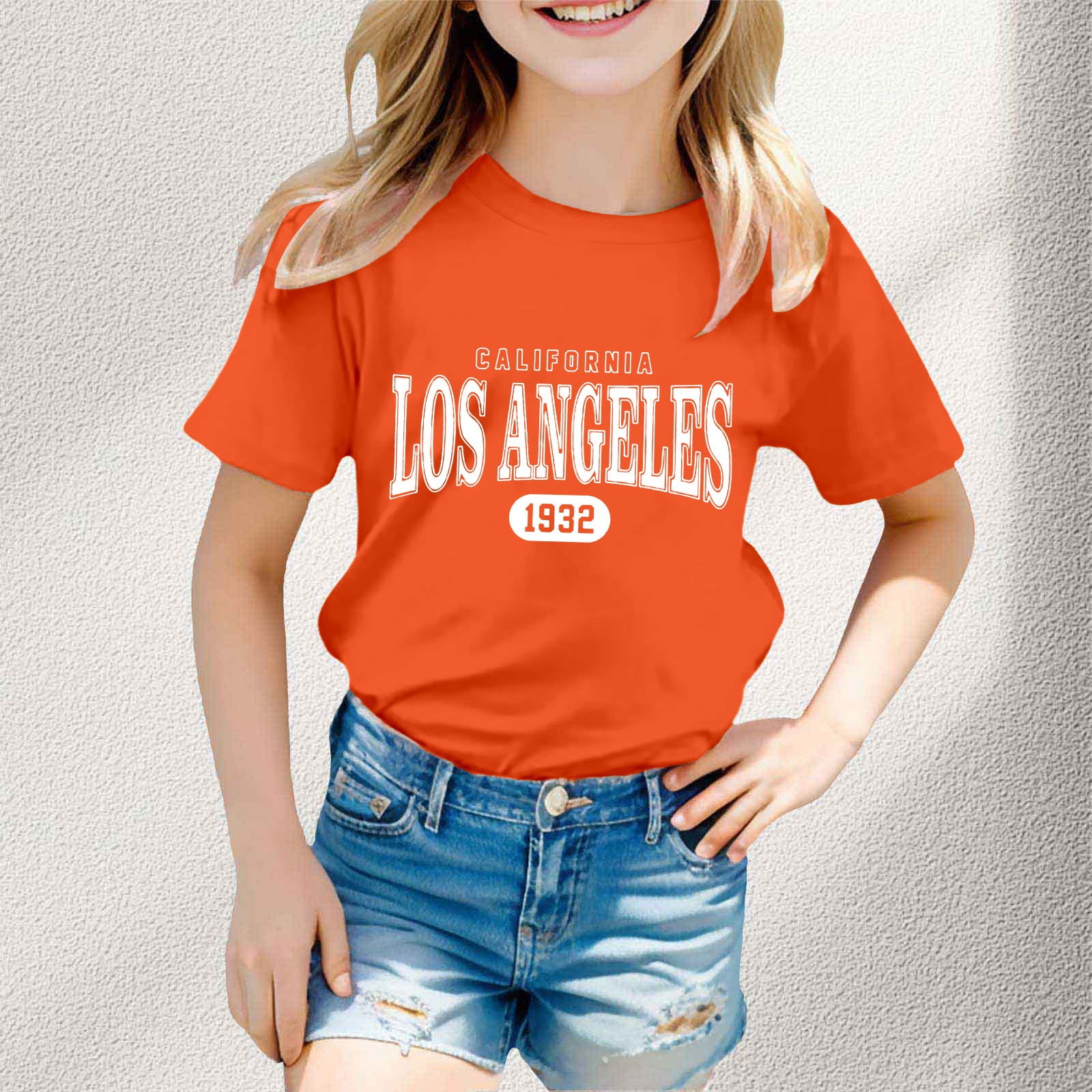 Boy And Girl Fashion Casual Print Round Neck Loose Short Sleeve T Shirt ...