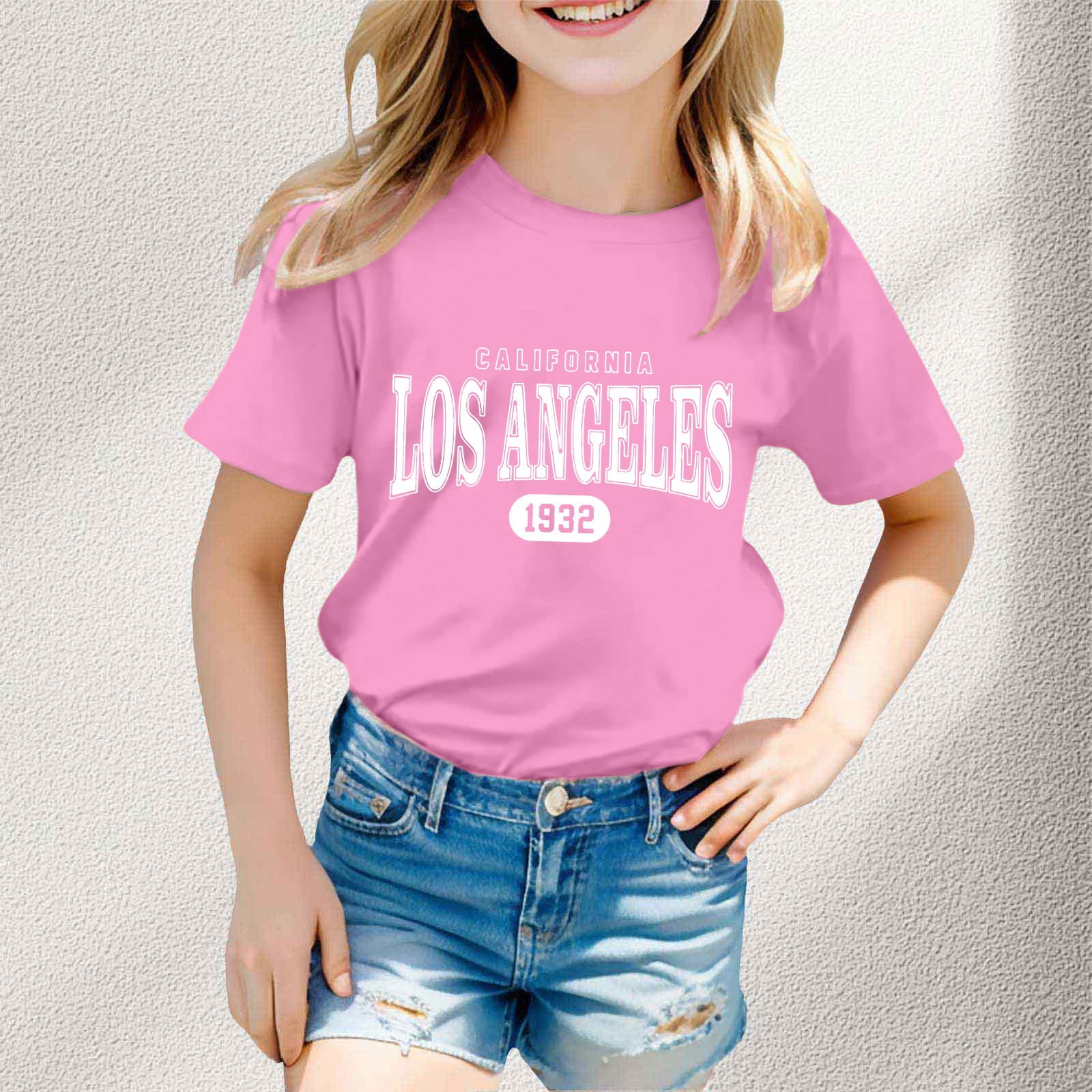 Boy And Girl Fashion Casual Print Round Neck Loose Short Sleeve T Shirt ...