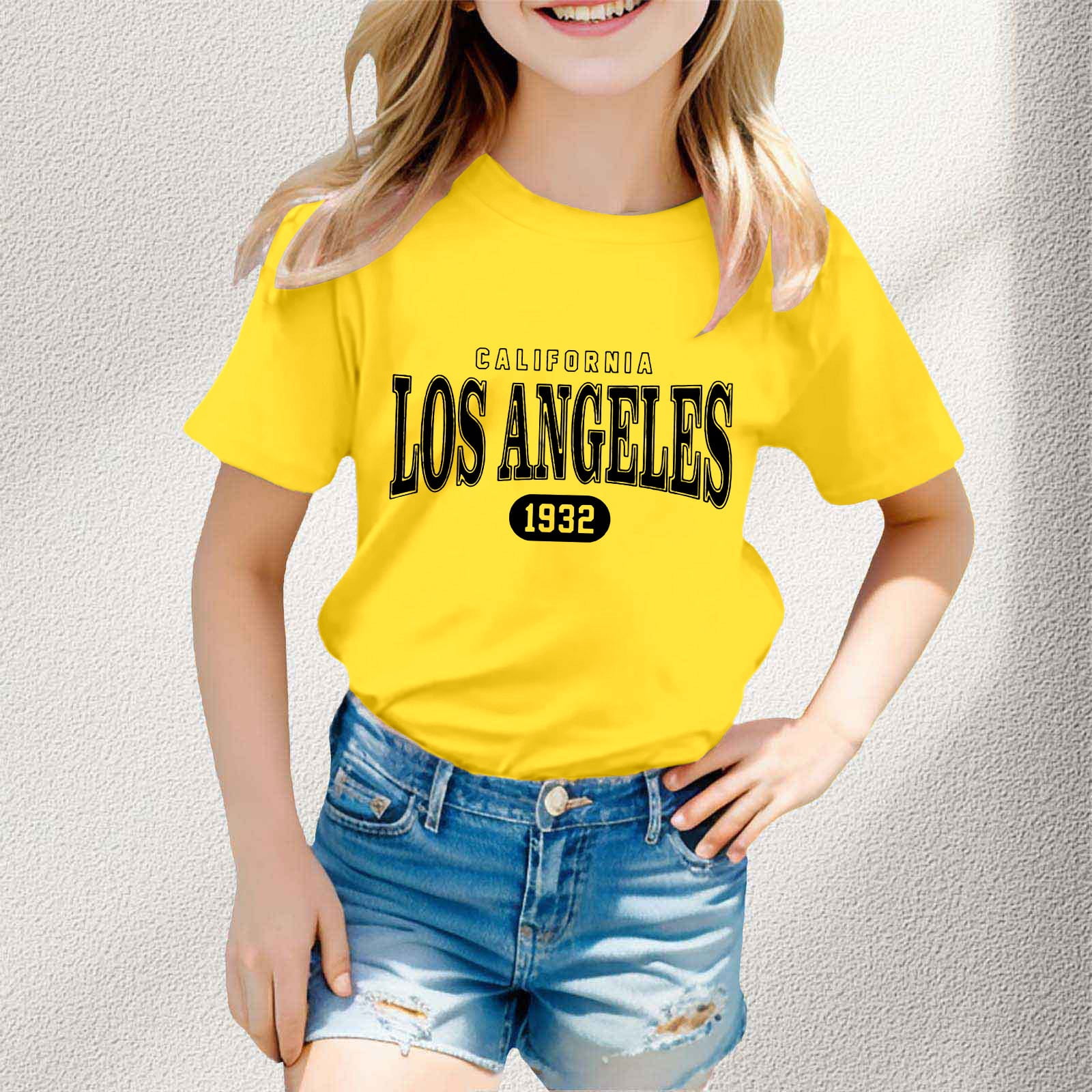 Boy And Girl Fashion Casual Print Round Neck Loose Short Sleeve T Shirt ...