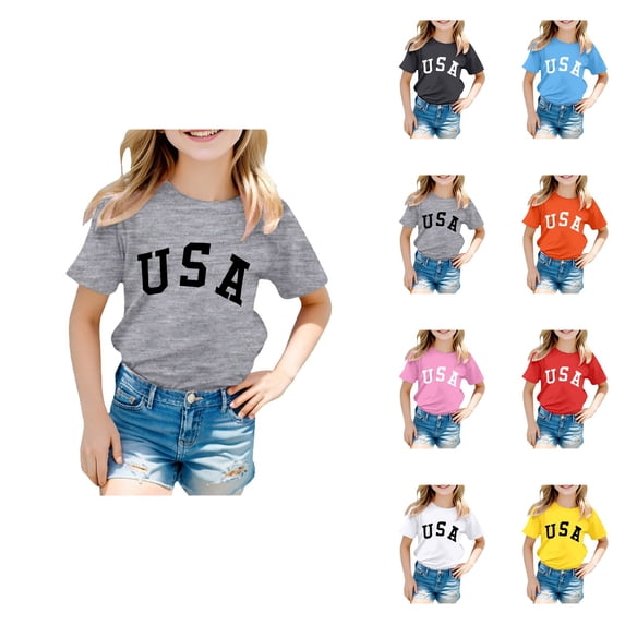 Boy And Girl Fashion Casual Print Round Neck Loose Short Sleeve T Shirt ...