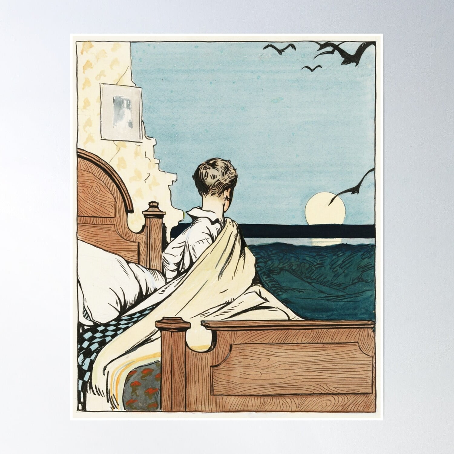 Boy And Moon By Edward Hopper - Vintage Art Poster Wall Art Modern Wall ...