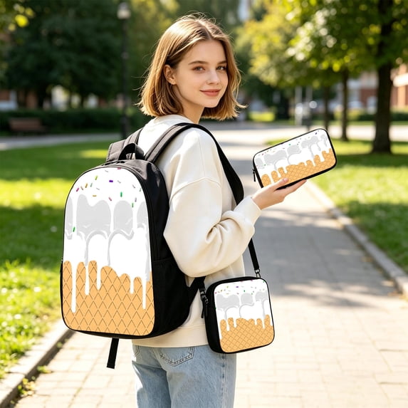 Boy Backpack Ice Cream 3 Piece Backpack Set with Crossbody Bag and ...