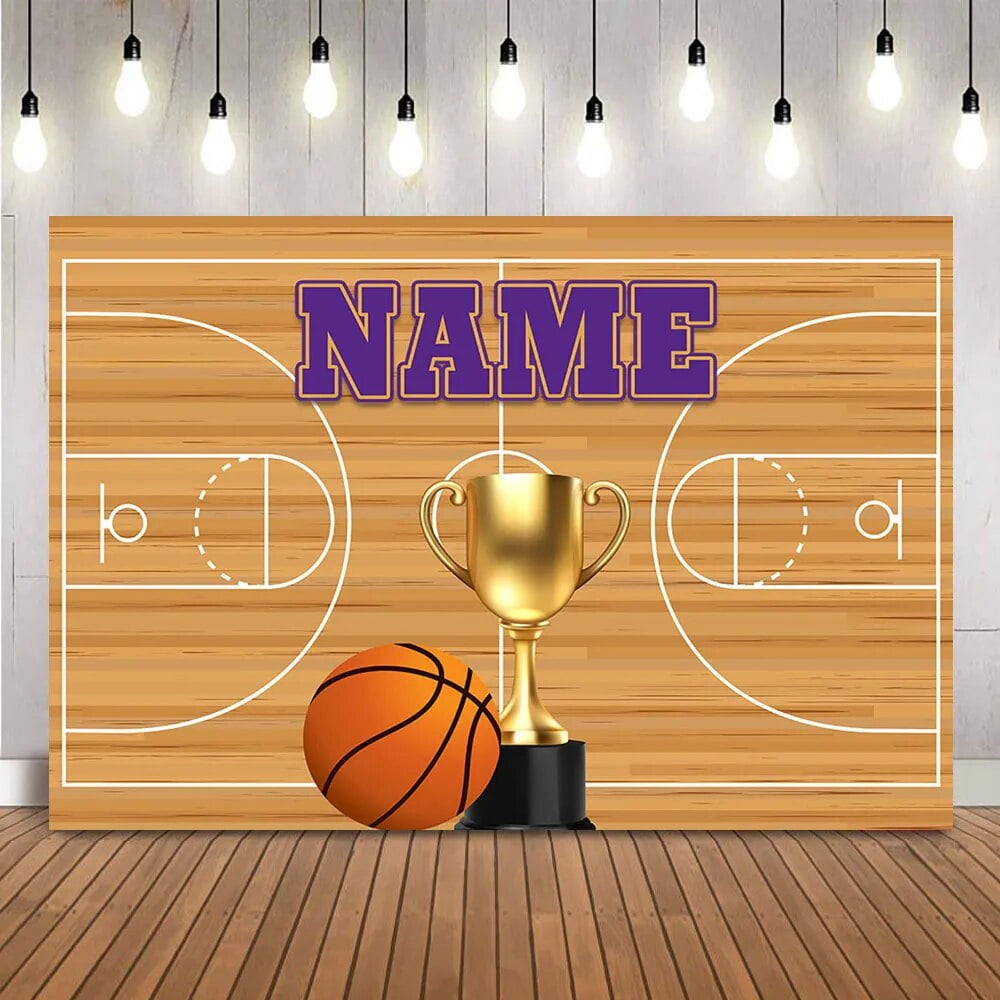 Boy Basketball Birthday Background Customize Name Champions Trophy ...