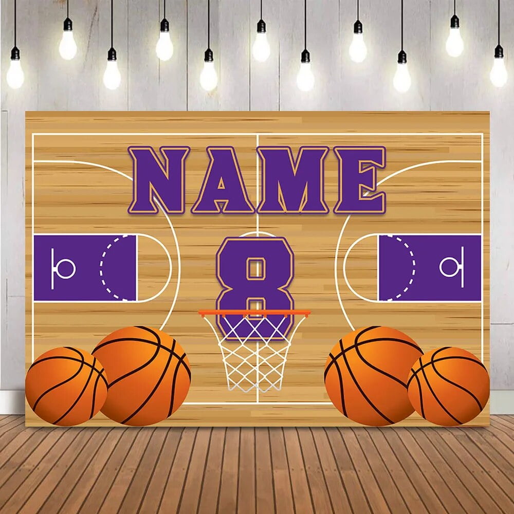 Boy Basketball Birthday Background Customize Name Champions Trophy ...