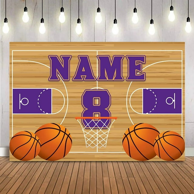 Boy Basketball Birthday Background Customize Name Champions Trophy ...