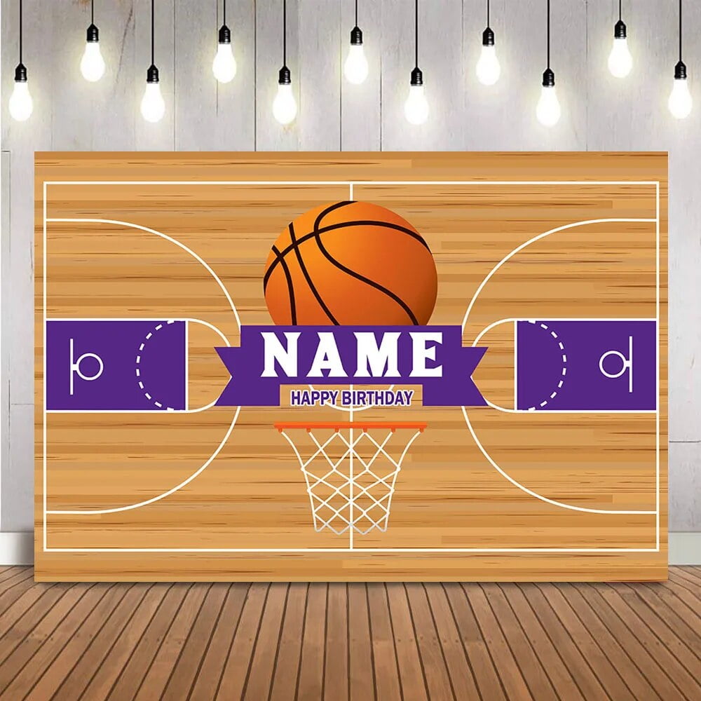 Boy Basketball Birthday Background Customize Name Champions Trophy ...