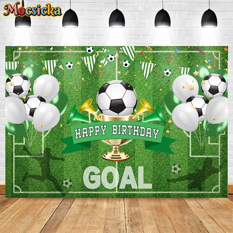Boy Birthday Backdrop for Kid Portrait Customize Football Soccer Field ...