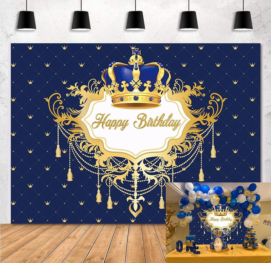 Boy Birthday Background Prince Party Photography Backdrop Golden Crown ...