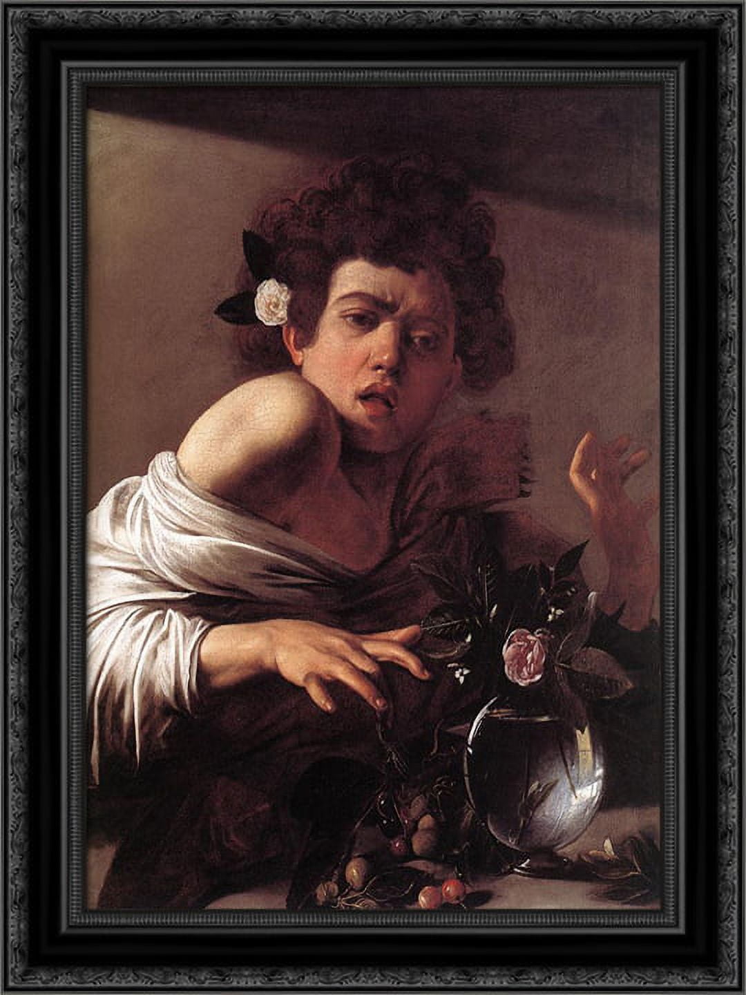 Boy Bitten by a Lizard 20x24 Black Ornate Wood Framed Canvas Art by ...