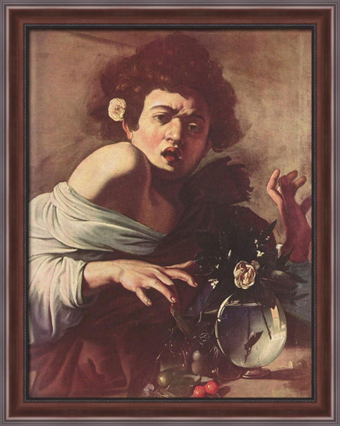 Boy Bitten by a Lizard 28x36 Large Walnut Ornate Wood Framed Canvas Art ...