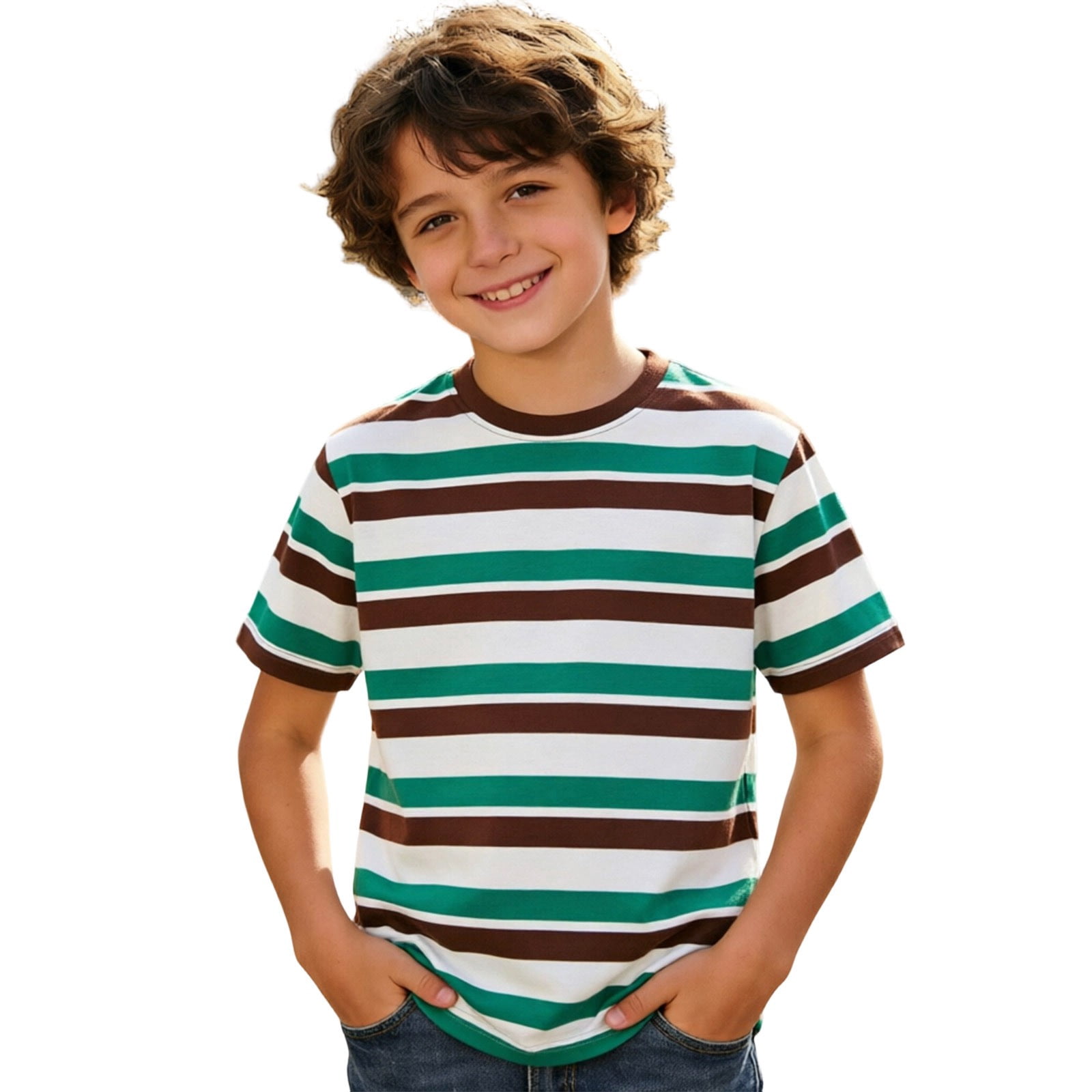 Boy Children'S Tops and Blouses Striped Short Sleeve Comfort Crewneck ...