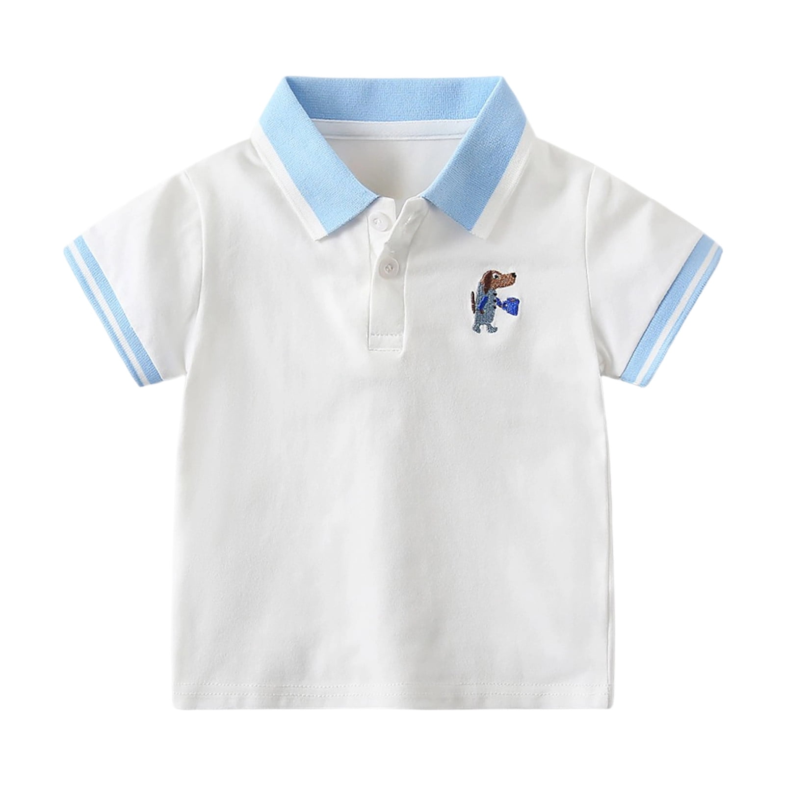 Boy Children'S Tops and Blouses Style Short Sleeve Turn Collar Comfort ...