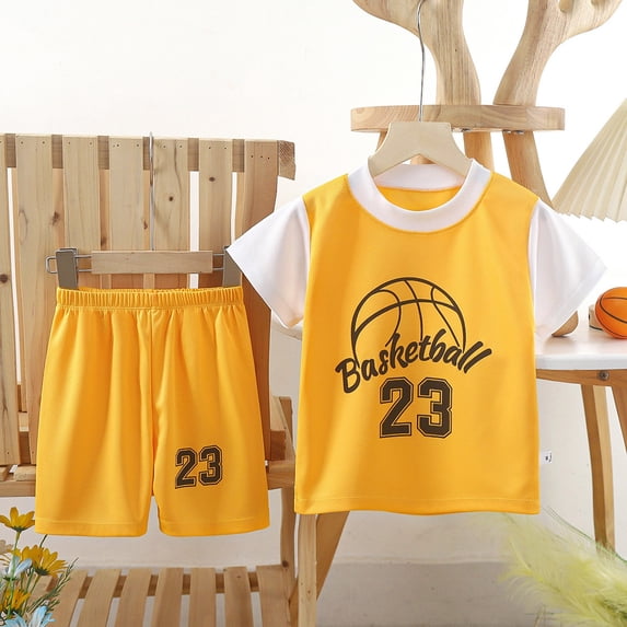 Boy Clothes Basketball Tracksuit Short Sleeve Tank Top and Mesh Shorts ...