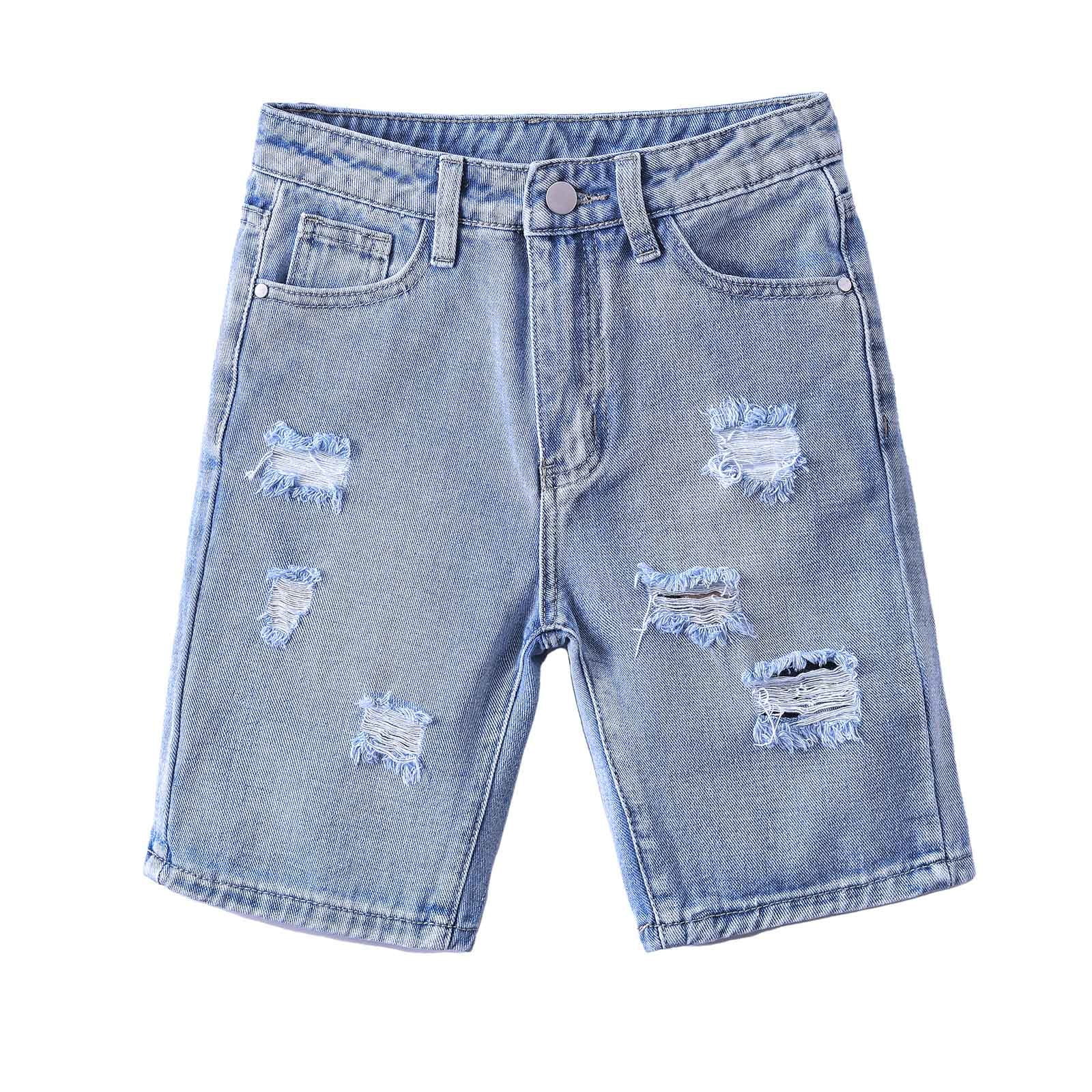 Boy Clothes Boys Shorts Distressed Denim Elastic Waist Loose Fit for ...