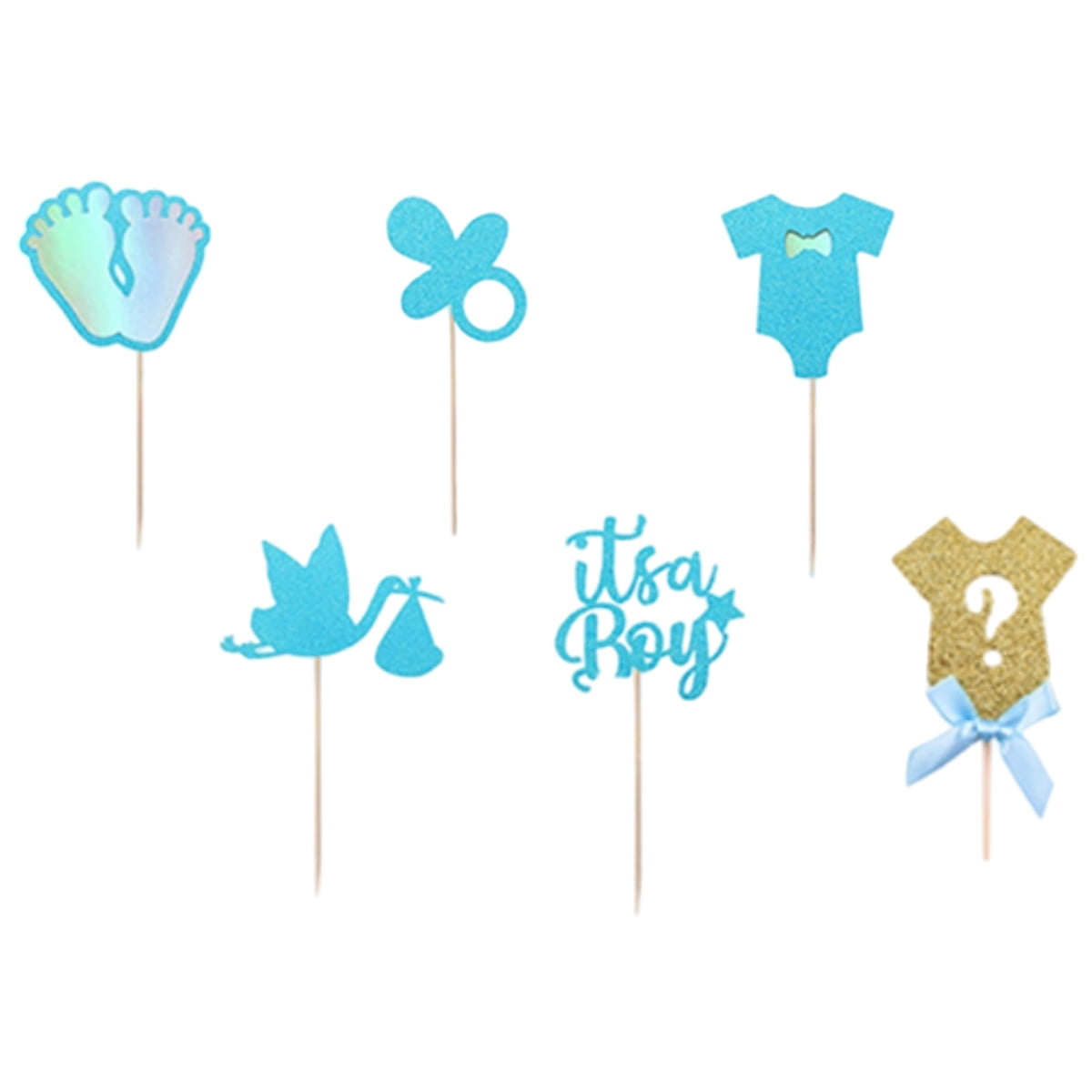 Boy Cupcake Toppers, 26 PCS Its A Boy Cupcake Toppers Set, Glitter ...