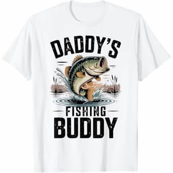 Boy Daddy Fishing Buddy Largemouth Bass Fish Funny Fisherman T-Shirt ...