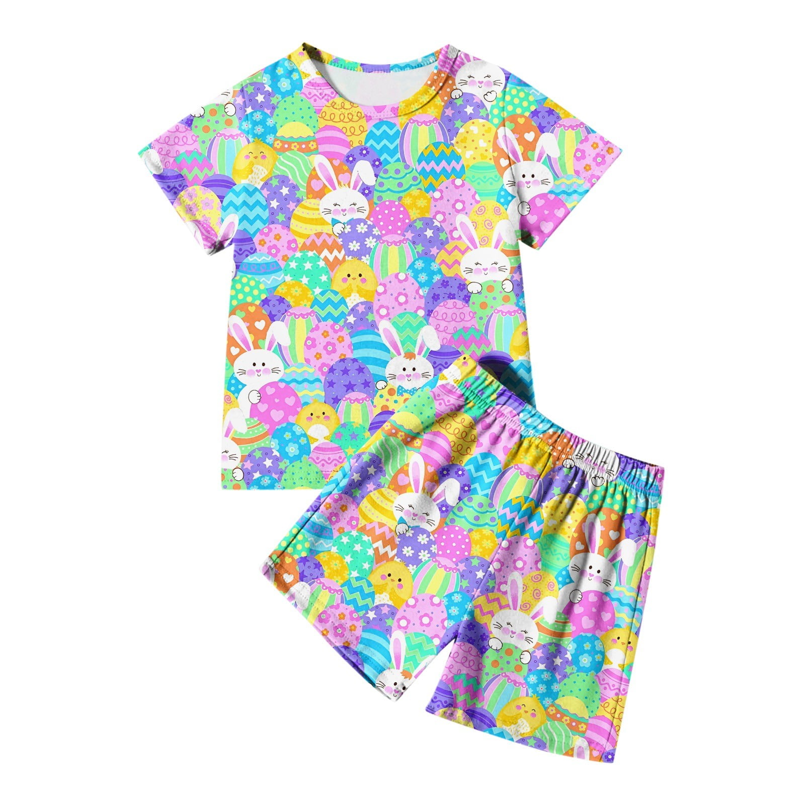 Boy Easter Outfit Short Sleeve Funny Bunny Suit Easter Eggs Print ...