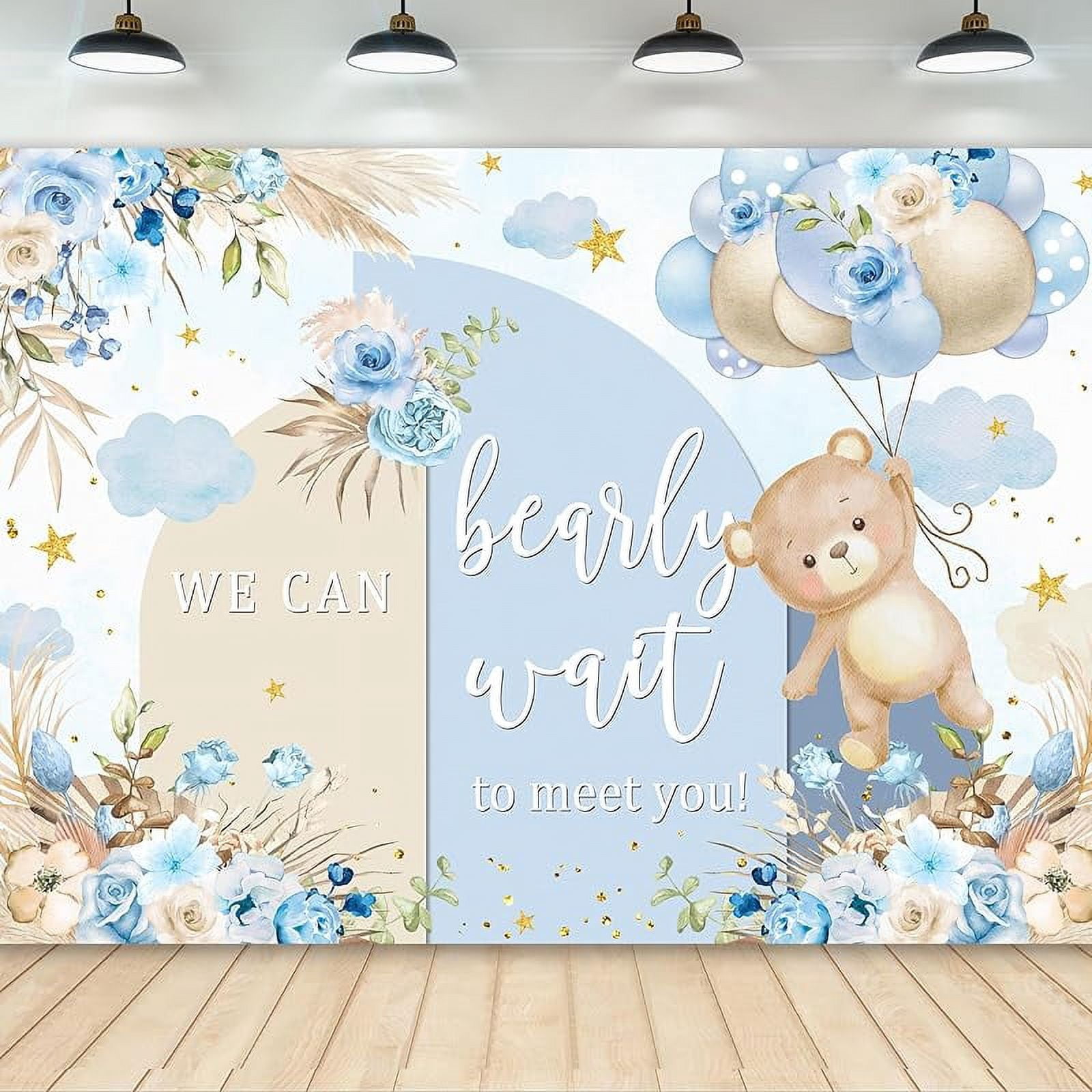 Boy Elephant Baby Shower Backdrop Photography It's a Boy Blue and ...