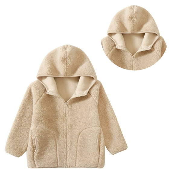 Boy Fleece Jacket Hooded Zipper Long Sleeve Thick Warm Outerwear Little ...