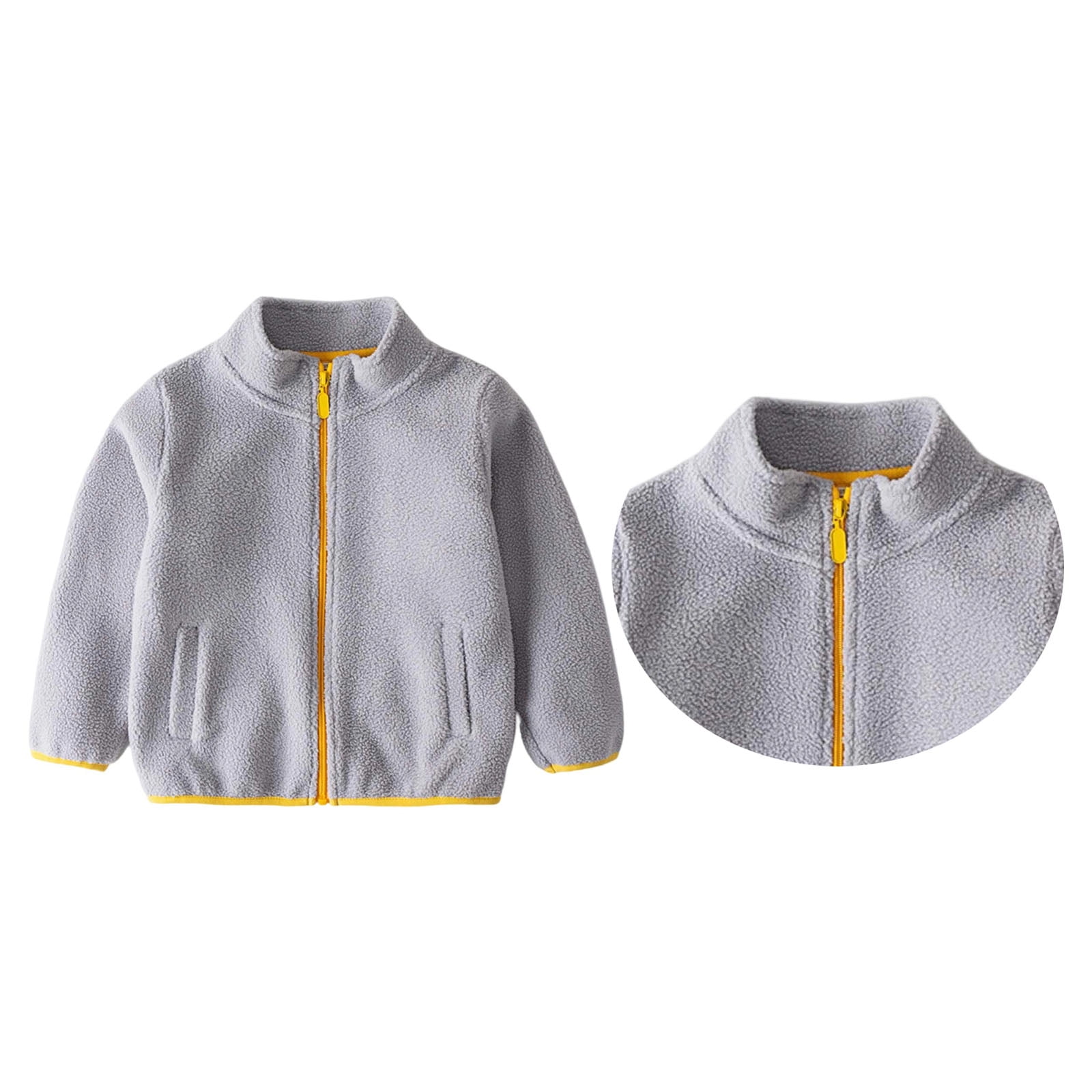 Boy Fleece Jacket Winter Coat Zipper Lightweight Long Sleeve Thick Warm ...