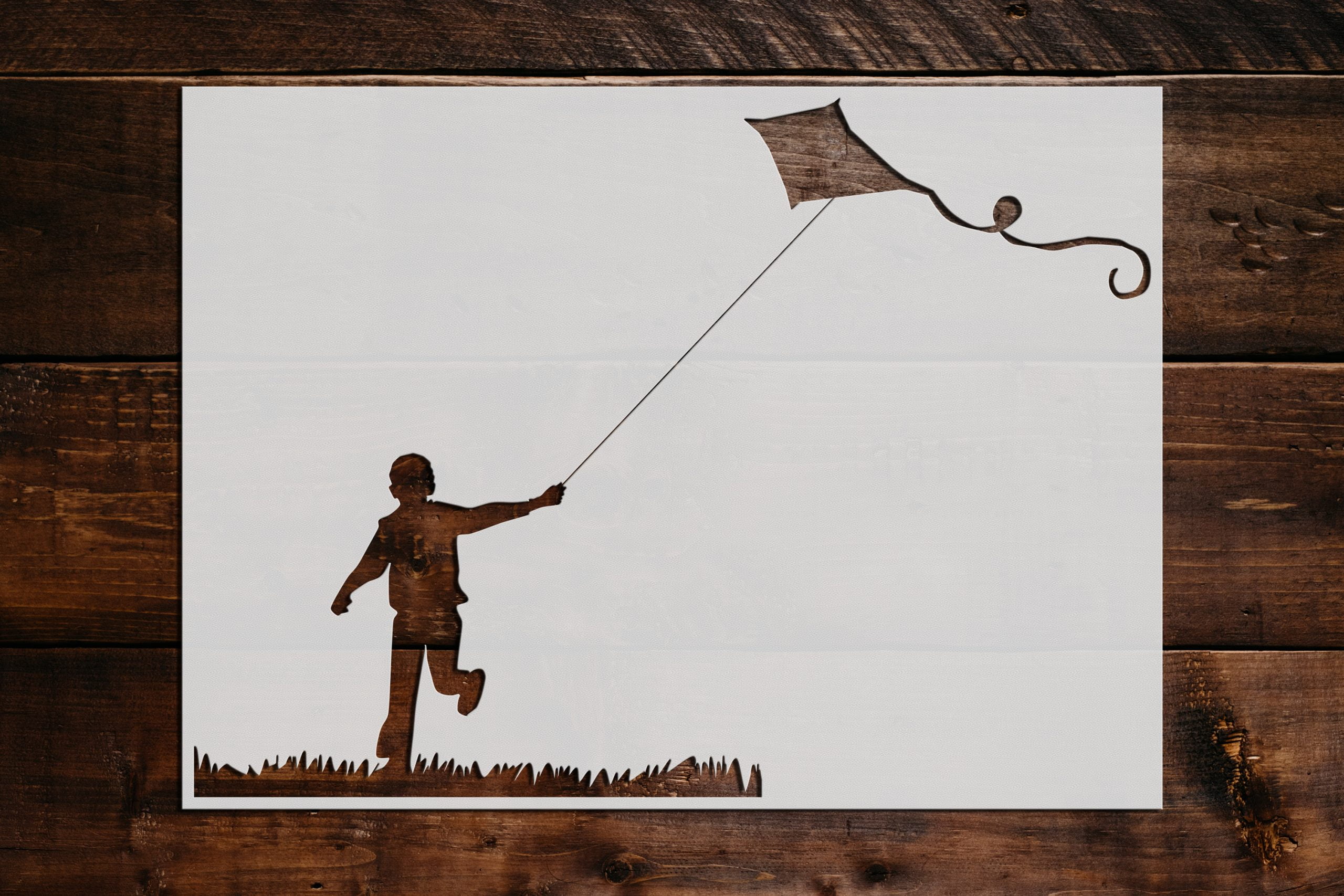 Boy Flying a Kite Stencil - Art and Wall Stencil (18"x12") - Walmart.com