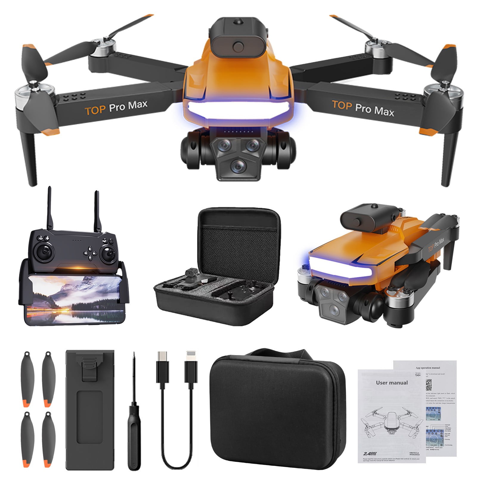 Boy Gifts Age 10-12, RC Plane, FPV Drones with 2 Cameras Wind Resistance Headless Mode Gesture ...