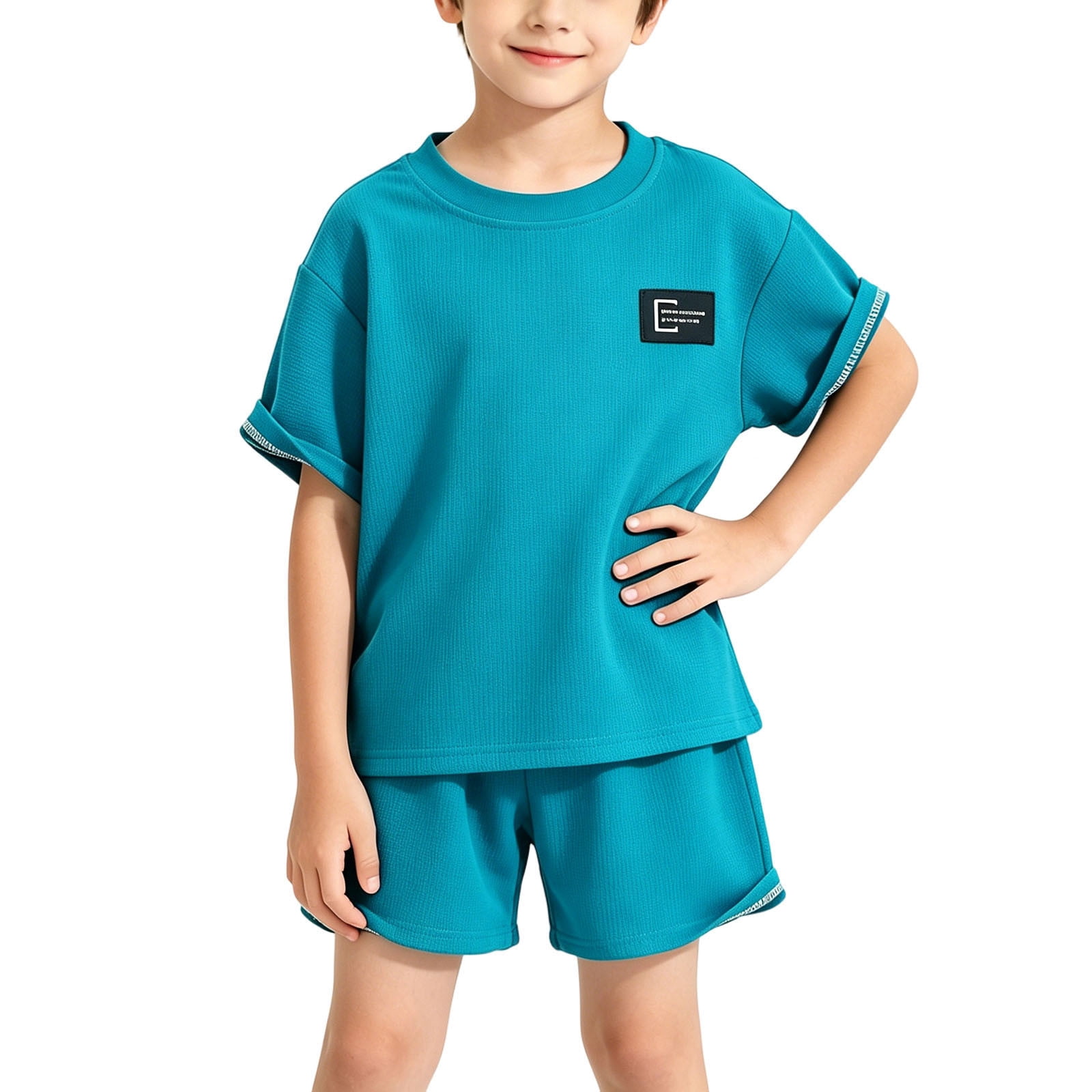 Boy Girl 2 Piece Summer Outfits Short Sleeve T-Shirt and Shorts Set ...