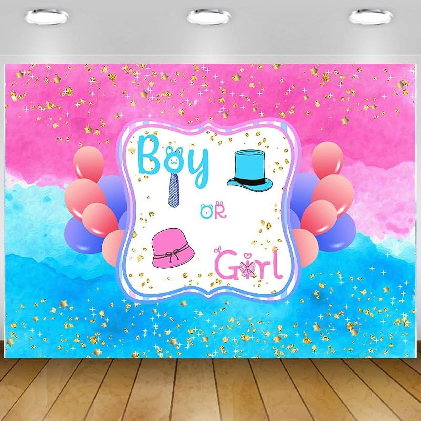 Boy or Girl Baby Shower Backdrops Blue Pink Watercolor Clouds Baby ...