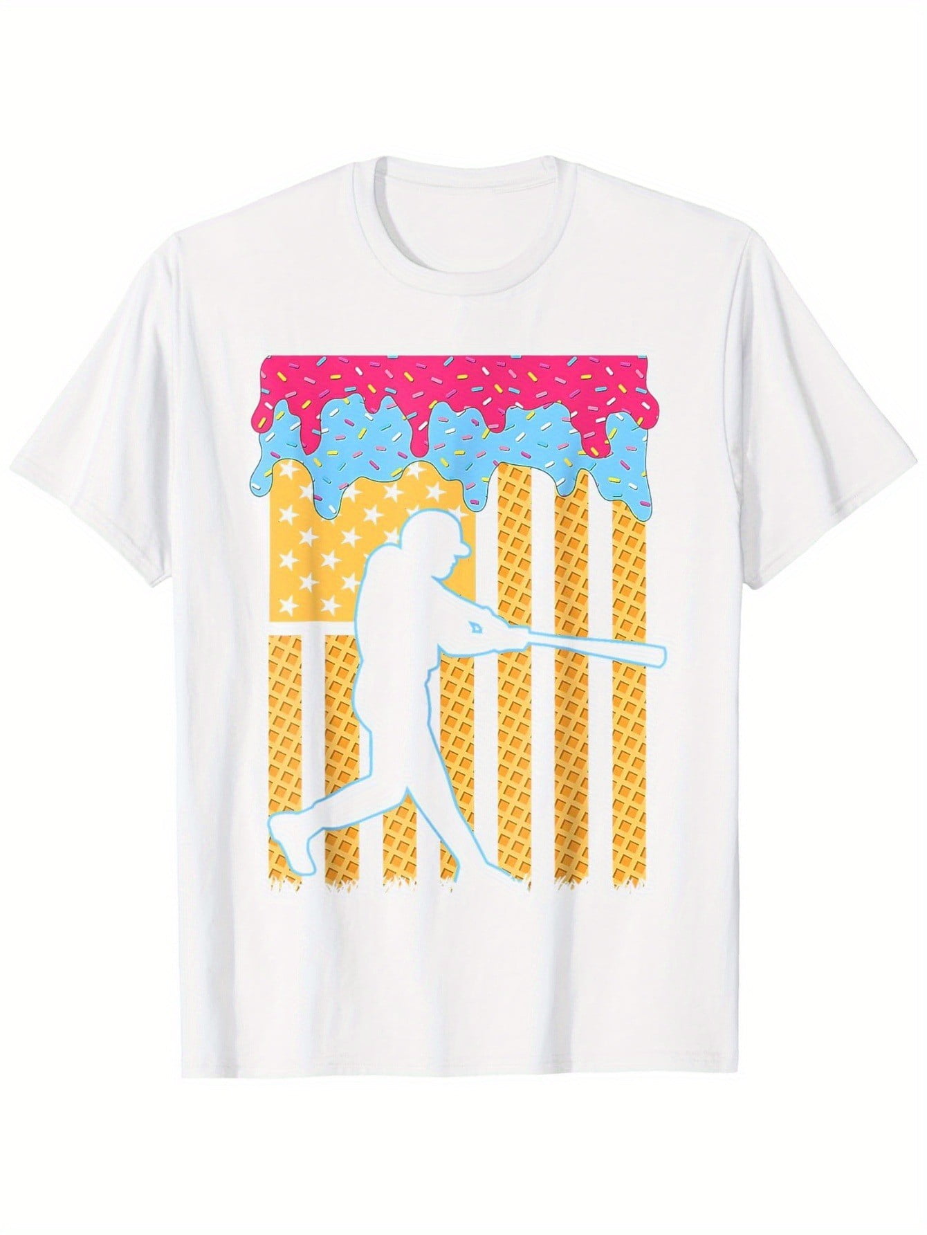 Boy Girl Baseball Drip Boys Dripping Ice Cream Baseball An Flag T-Shirt ...