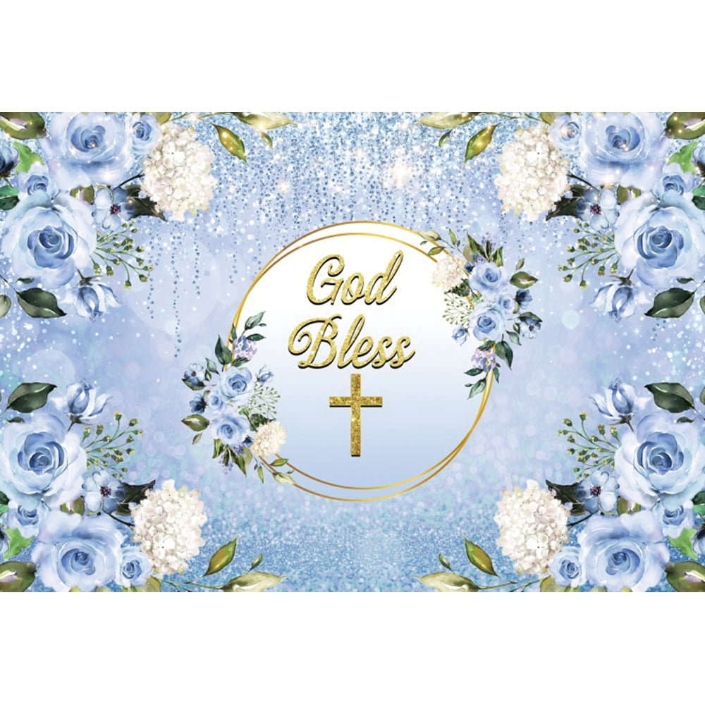 Boy Girl First Communion Photography Backdrop r Gold Cross Grail God ...