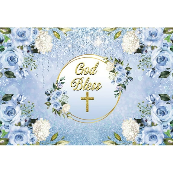 Boy Girl First Communion Photography Backdrop r Gold Cross Grail God ...