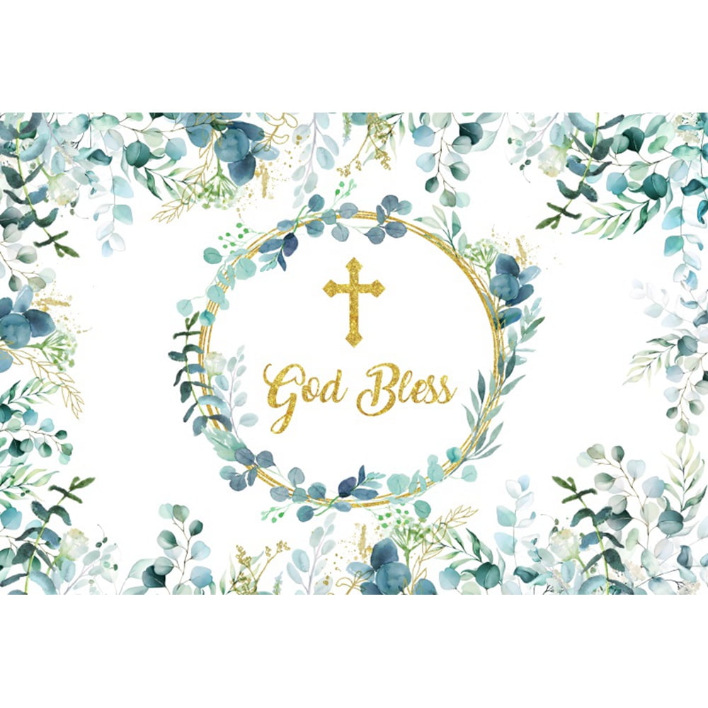 Boy Girl First Communion Photography Backdrop r Gold Cross Grail God ...
