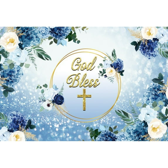 Boy Girl First Communion Photography Backdrop r Gold Cross Grail God ...
