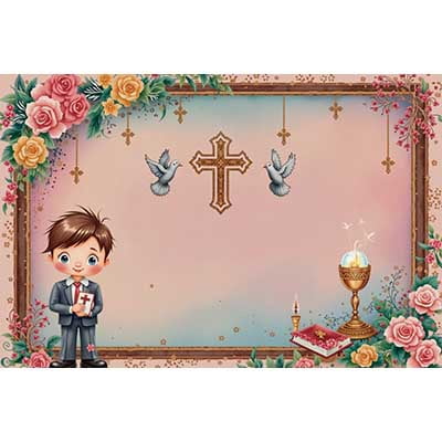 Boy Girl First Communion ration Backdrops Custom Christian Baptism ...