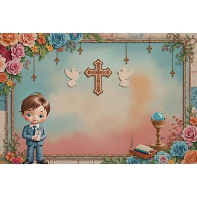 Boy Girl First Communion ration Backdrops Custom Christian Baptism ...