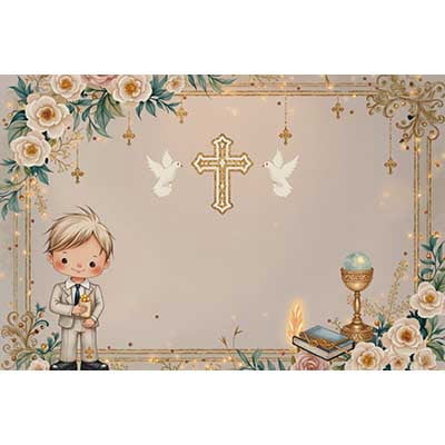 Boy Girl First Communion ration Backdrops Custom Christian Baptism ...