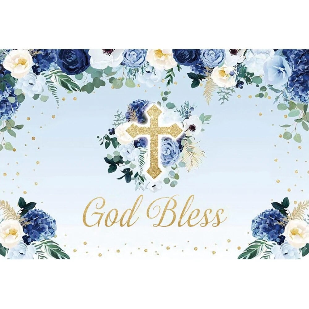 Boy Girl First Holy Communion Backdrops Catholic Theme Gold Cross Grail ...