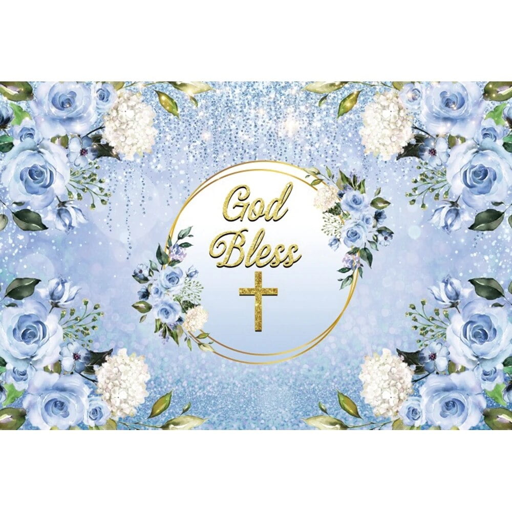 Boy Girl First Holy Communion Backdrops Catholic Theme Gold Cross Grail ...