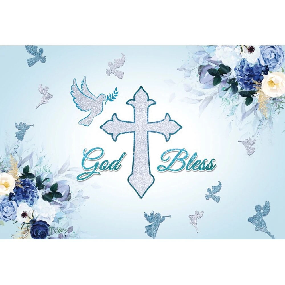 Boy Girl First Holy Communion Backdrops Catholic Theme Gold Cross Grail ...